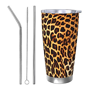 WXZYFP Car cup (single silver rim), can use a straw or drink directly, easy to use.Stripes on leopards