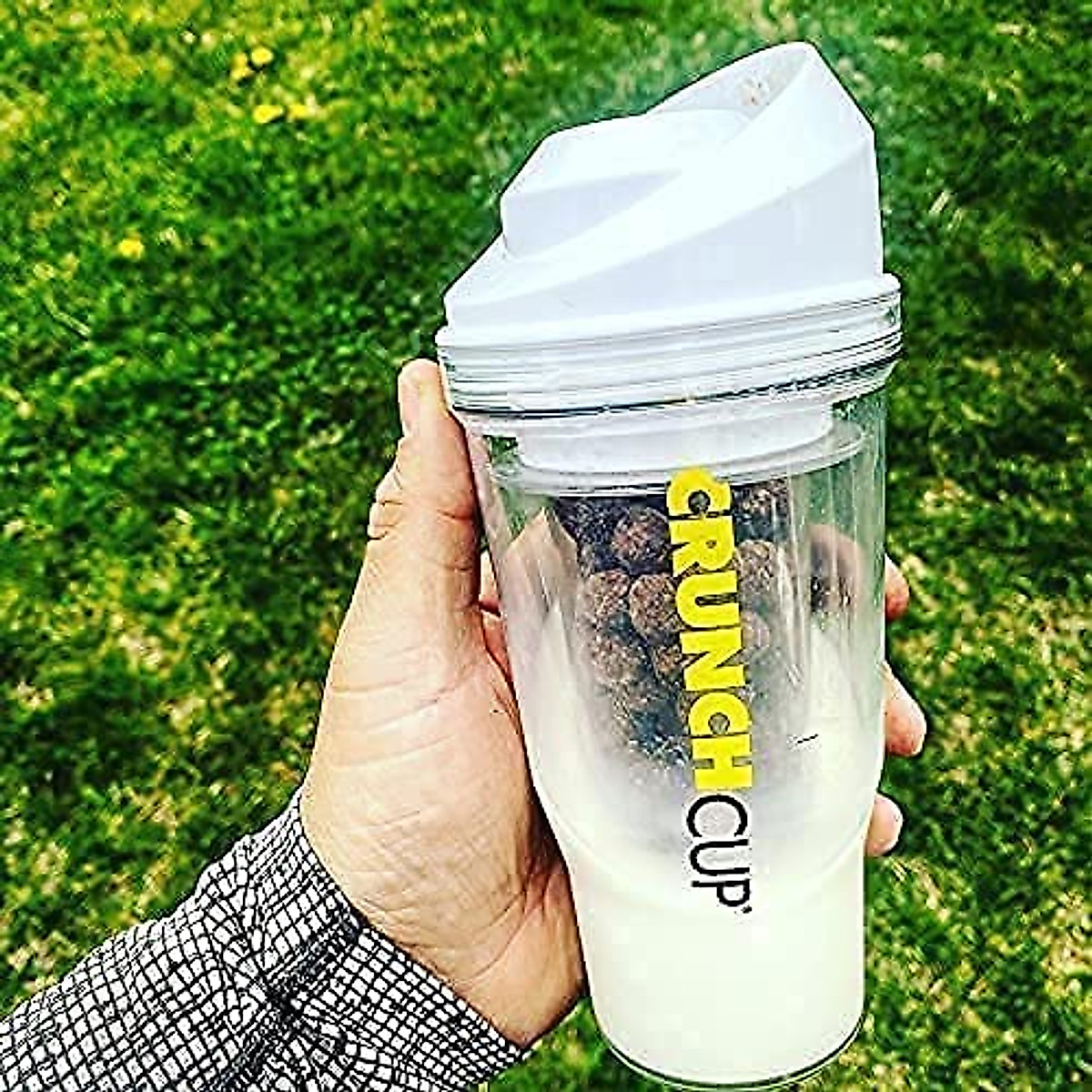 CRUNCHCUP Bundle & Save 15% on Two Portable Cereal Tumblers - No Spoon, No Bowl, It's Cereal on the Go [Green & White]