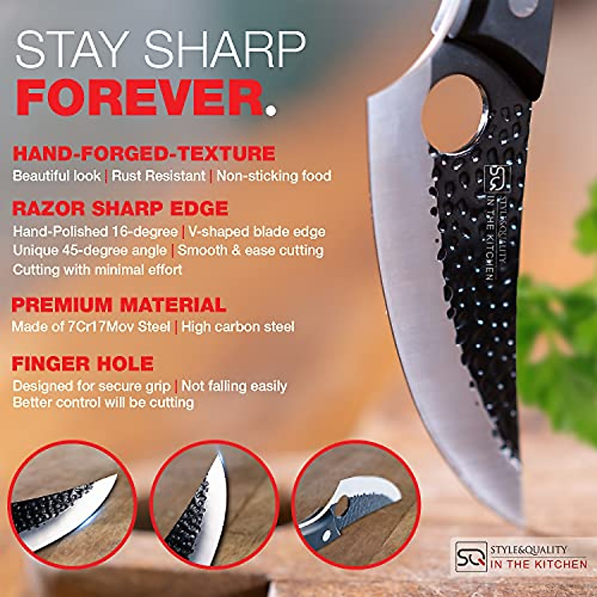 Viking Knife With Sheath, Our Caveman Knife Hand Forged Meat Knife is a Very Sharp Knife, Multipurpose Meat Cleaver Butcher Knife for Camping, Outdoors, BBQ, Deboning Knife & Fillet Knife