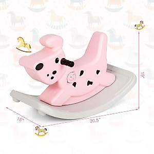 BABY JOY Kids Rocking Horse,Ride-on Horse for Toddlers with Music & Lights, HDEP Ride Animal Dog Rocker for Indoor & Outdoor,Boys & Girls Rocking Toy for Age 6 Mons Up (Pink)