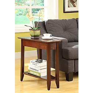Convenience Concepts American Heritage Wedge End 24"-Traditional Side Table with Storage Shelf, Side Table for Living Room, Office, Bedroom, Espresso