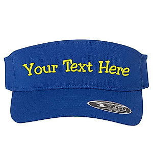 Custom Visor Hat, Yupoong 8110 Embroider Your Own Text Customized, Adjustable Fit Men Women Visor Cap (Royal)