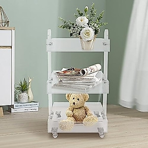 awolsrgiop 3-Tier Kitchen Storage Cart Rolling Utility Rack w/Handle Utility Mobile Shelf Mobile Slide Out Organizer Multi-Purpose Storage Rolling Cart Utility Trolley Cart on Wheels Space Saving