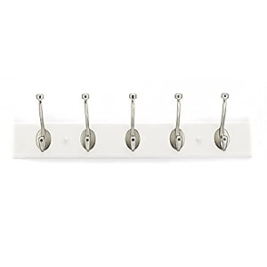 Richelieu Hardware T030210195 Transitional Hook Rack 25-5/8 in (650 mm), White and Brushed Nickel
