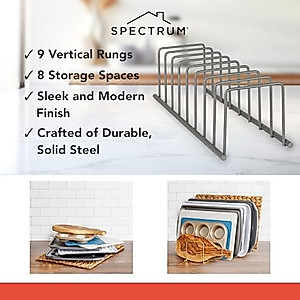 Spectrum Dish Drying Rack for Kitchen Counter, Euro Kitchen Organizer (Industrial Gray) - Space-Saving Dish Rack Holder - Dish Drainer for Pots & Pans, Plates, Cutting Boards, Serving Trays & Lids