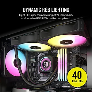 Corsair iCUE H100i Elite LCD XT Liquid CPU Cooler - IPS LCD Screen - Two AF120 RGB Elite Fans - 240mm Radiator - Fits Intel® LGA 1700, AMD® AM5, and More - Included iCUE Commander CORE - Black