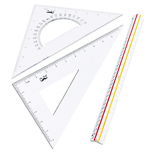 Mr. Pen Architectural Triangular Ruler Set with 12 Inch Triangular Scale, 11 Inch 30/60 and 8 Inch 45/90 Triangles