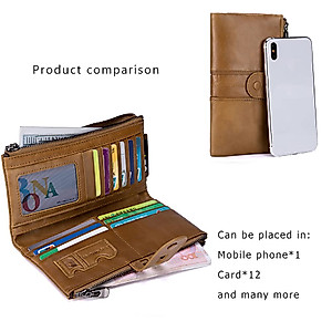 myfriday Women's RFID Blocking Genuine Leather Wallet, Bifold Long Clutch Wallet Money Clips Ladies Card Holder Purse