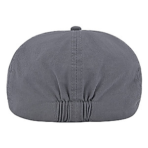 VOBOOM Cotton Washing Flat Cap Cabbie Hat Gatsby Ivy Irish Hunting Newsboy (Dark Grey)