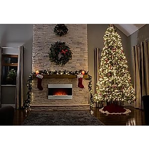 36-Inch Wall Mounted Electric Fireplace - Modern Stainless-Steel Fireplace with Floor Stand, Remote, and Adjustable Heat and Brightness by Northwest