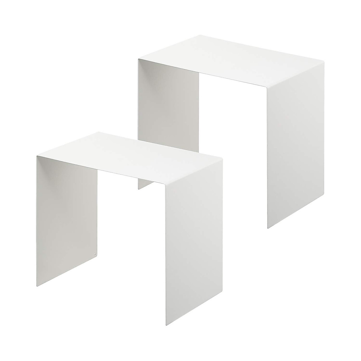 Yamazaki Home Cabinet Storage Organizer | Set of 2 | Kitchen Pantry | Steel | Riser, One Size, White