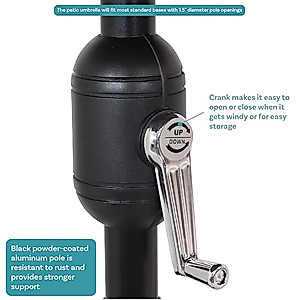 Sunnydaze 9 Foot Outdoor Patio Umbrella with Solar Lights & Tilt/Crank, LED, Awning Stripe