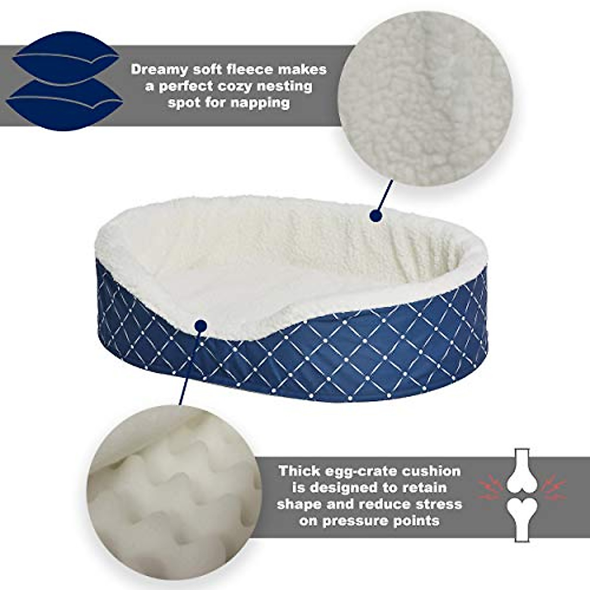 MidWest Homes for Pets CU43BLD Orthopedic Cradle Pet Bed for Dogs & Cats, Large