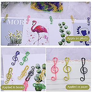 JHGCVX 150 Pieces Music Paper Clips 6 Colors, Metal Paper Clips Musical Notes Clips Music Office Accessories for Desk Bookmark Office School Notebook