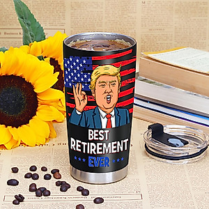 AREOK Best Retirement Gifts for Men, Happy Retirement Gifts - Funny Retired Gifts for Men, Coworker Leaving Farewell Going Away Gifts for Coworkers Friends, 20 OZ Retirement Tumbler Cup, Black