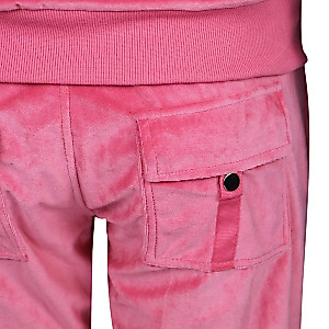 LeeHanTon Jogging Suits Sets for Women Warm Up Velour 2 Pieces Hoodie and Pants Zip Up Sweatsuits Coral 2XL