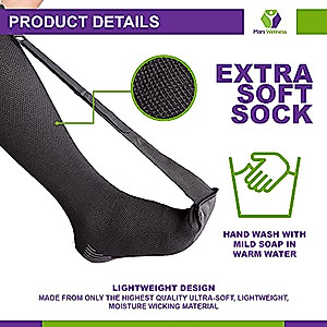 MARS WELLNESS Plantar Fasciitis Brace Stretch Night Sock With Tread - For Pain Relief from Plantar Fasciitis and Achilles Tendonitis - Foot Splint Support - Black - Regular