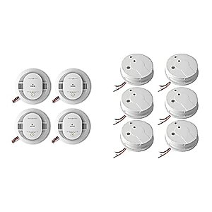 Kidde Hardwired Smoke & Carbon Monoxide Detector, Battery Backup, Interconnectable, LED Warning Light Indicators, 4 Pack & Smoke Detector, Hardwired Smoke Alarm with Battery Backup Included, Pack of 6