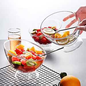 Angoily Clear Salad Bowl Dessert Serving Bowl for Entertaining, Slanted Bowls for Salads Mixing, Fruits, Snack or Chip, Dessert Serving for Home Party and Restaurant (18 x 18 x 15cm)