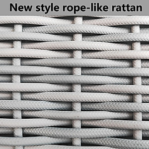 3 Piece Patio Furniture Set Small Outdoor Wicker Rattan Front Porch Bistro Chairs Conversation with Glass Table Grey Modern Contemporary Urban Rectangular Metal Polyester