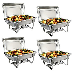 TimmyHouse Catering Stainless Steel Chafer Chafing Dish Sets 8 Qt Full Size Buffet 4 Pack