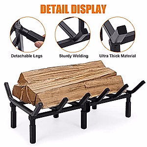 TwentyNext Fireplace Grate 20 Inch Heavy Duty Solid Steel Fire Grate for Fire Pit Wood Log Rack Stove Firewood Holder for Indoor Hearth Outdoor Fire Pit Chimney Hearth Kindling Tool