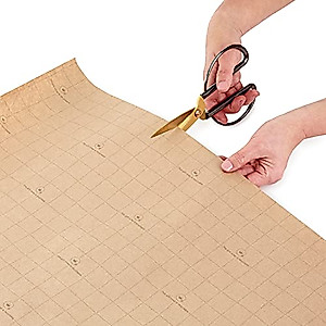 Hallmark Recyclable Wrapping Paper with Cutlines on Reverse (3 Rolls: 60 sq. ft. ttl) Red Grid, Blue Chevron, Black Dots on Kraft Brown for Birthdays, Graduations, Christmas, 0005EWR6546