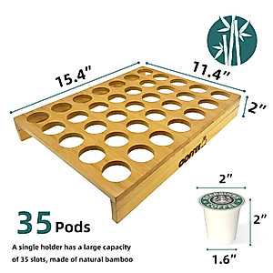 Bayting Bamboo K Cup Holder, K Cup Drawer Organizer Insert, Coffee Pod Holder for K Cups, Organizers for Kcup Coffee Station Drawer (35 Slots)