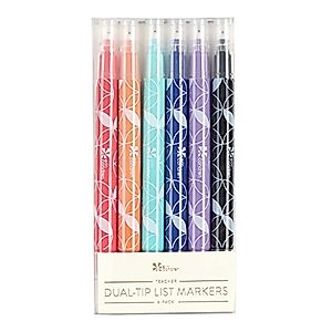 Erin Condren Dual-Tip List Markers - Teacher Organization - 6 Pack - Stamp Important Notes, Highlight Student's Answers and Check Off To-Do Lists! Teaching Essentials