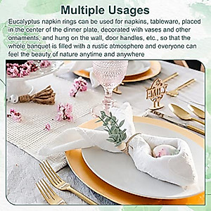 MLURCU Napkin Rings Set of 6 Rustic Eucalyptus Wooden Napkin Rings Boho Leaf Wood Bead Farmhouse Spring Fall Napkin Ring Holder for Family Dining Banquet Wedding Christmas Easter Holiday Table Decor