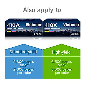 410A Toner Cartridge Replacement for HP 410A Color Pro MFP M477fnw M477fdw M452dn M452nw M477fdn M452dw CF410A CF411A CF412A CF413A Printer (Black Cyan Yellow Magenta, 4-Pack)