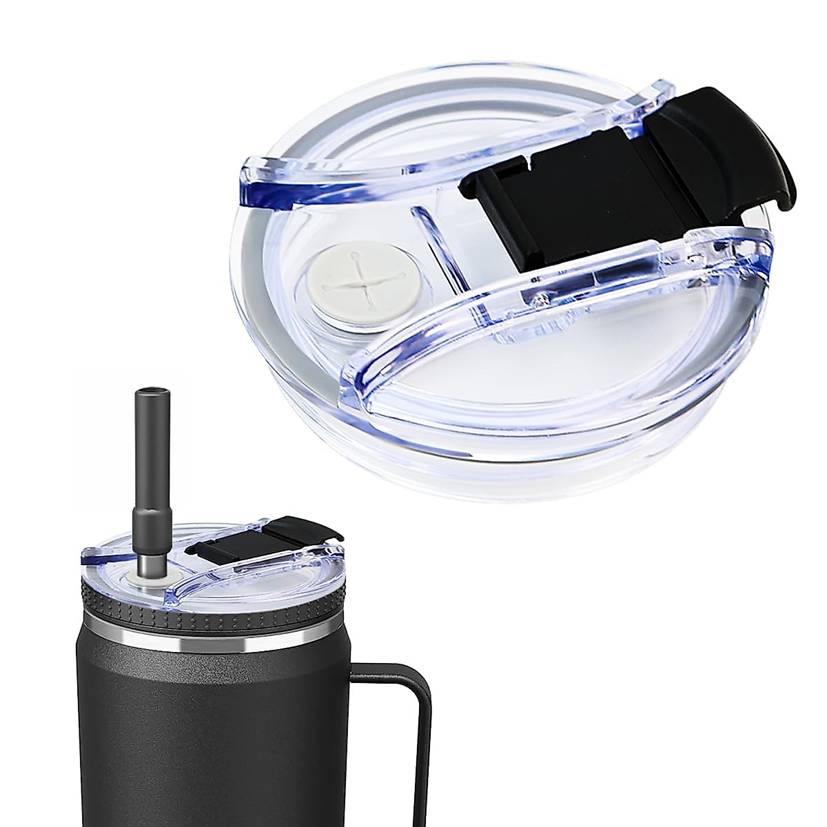 Transparent Tumbler Lids compatible with Stanley 2Pcs 40 Oz Tumbler,Flip Spill Stopper Lid, Spillproof, Dustproof