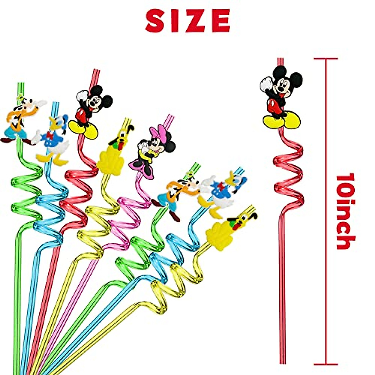 25pcs Mouse Straws Mouse Party Supplies Favors With 2pcs Cleaning Brush Plastic Reusable Straws Birthday Party Supplies Gifts For Boys Girls Kids