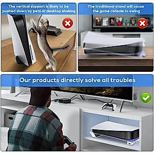 FASTSNAIL Horizontal Stand for PS5 with 4 USB Extension, Cabinet Console Laydown Holder with Charging Data USB Hub, Accessories Stand Compaitble with Playstation 5 Disc & Digital Edition Console