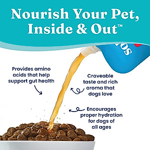 Solid Gold Beef Bone Broth for Dogs - Grain Free Dog Food Topper Rich in Collagen and Superfoods - Nutrient Dense Dog Gravy Topper for Dry Food - Promotes Gut Health and Hydration - 12 Pack