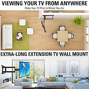 Mounting Dream Long Arm TV Wall Mount for 37-75 Inch TV, Corner TV Wall Mount with 32” Long Extension, Full Motion TV Mount Swivel & Tilt, Fits Max VESA 600x400mm,100 lbs, 16”,18”,24” Studs MD2285-LA