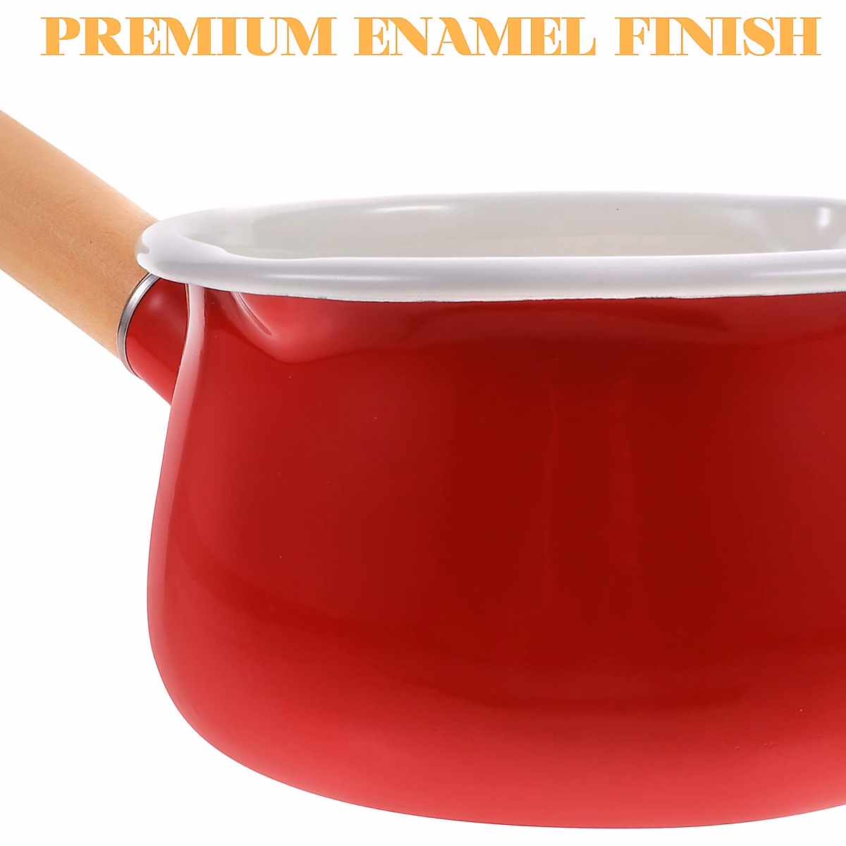 Kichvoe Stew Pot Enamel Milk Pot Wood Baby Multifunction Cooking Spoon Small Cookware