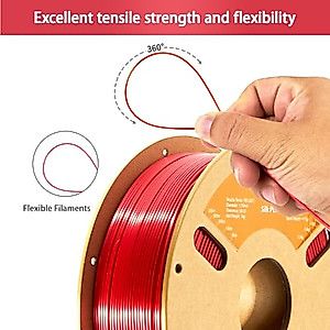 ERYONE Ultra Silk PLA Filament for 3D Printer, 1.75mm +/- 0.03mm, 1kg (2.2LBS)/Spool, Ultra Silk Red
