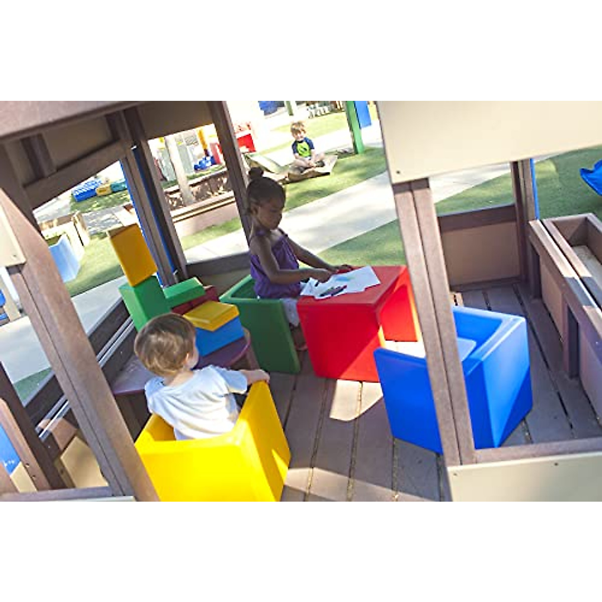 Children's Factory Cube Chairs, Set-4, Primary, CF910-007, Classroom Furniture, Kids Daycare and Preschool Flexible Seating, Toddler Reading Chair