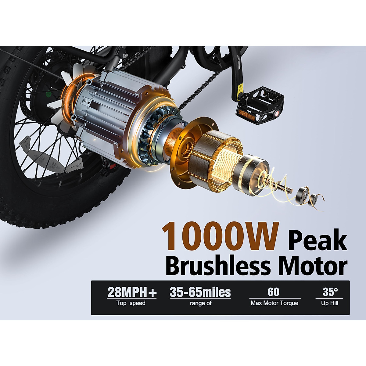 ACTBEST Electric Bike for Adults, 20" X4 Fat Tire Ebikes with Peak 1000W Brushless Motor, 648Wh Removable Battery, Step-Thru E Bicycle Bike up to 28MPH, 7-Speed, Knight