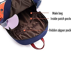 FENGJINRUHUA Cute Stitch School Bag Big Ear Boy Girl Cartoon School Travel Backpack (Blue orange medium)