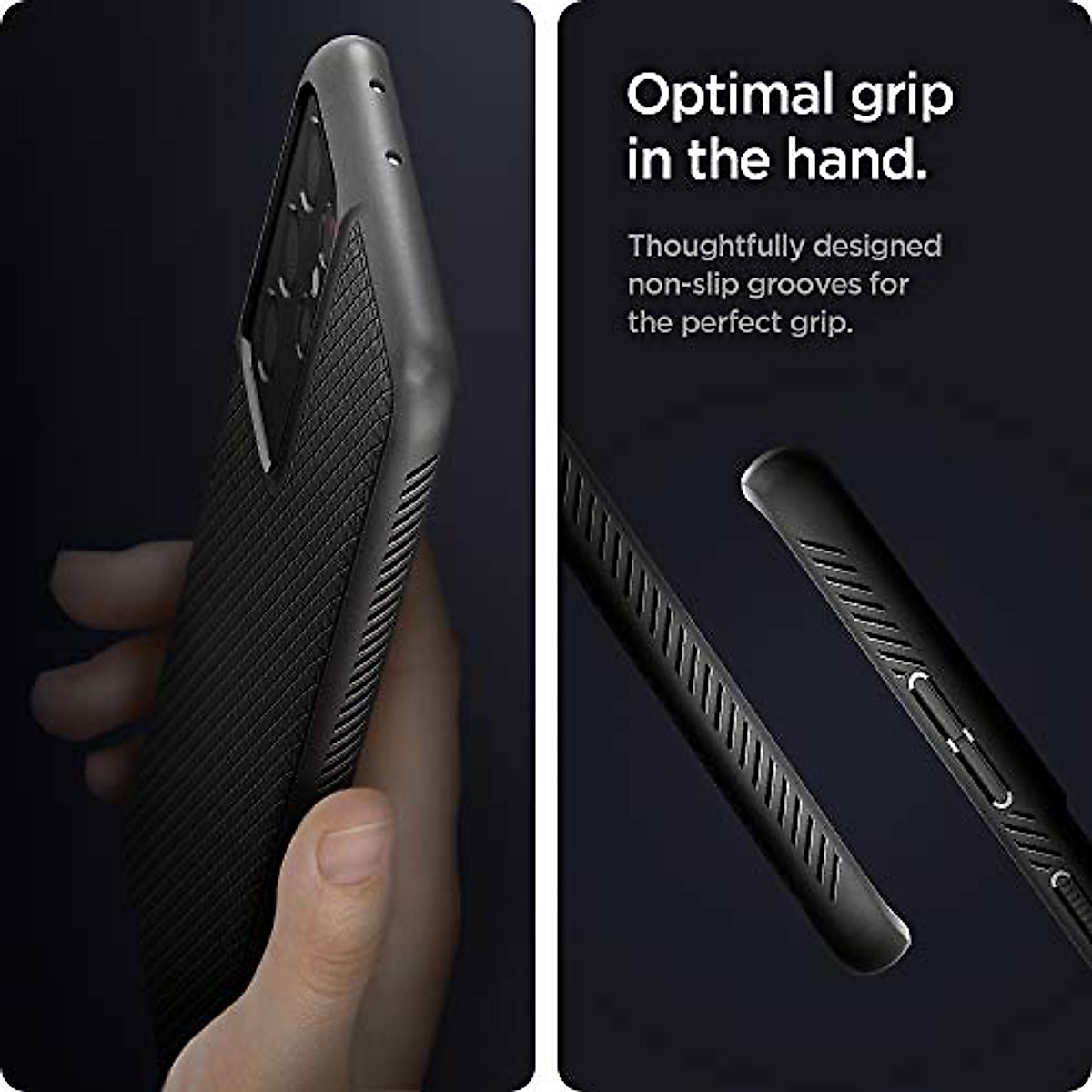 Spigen Liquid Air Case Compatible with Samsung Galaxy S21 Ultra - Black - 6.8 Inches