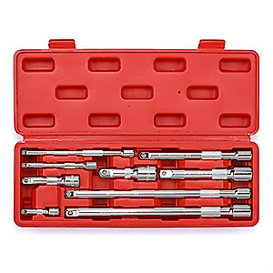 MIXPOWER 9-Piece Extension Bar Set, 1/4", 3/8" and 1/2" Drive Socket Extension Bar, CR-V, Mirror Finish