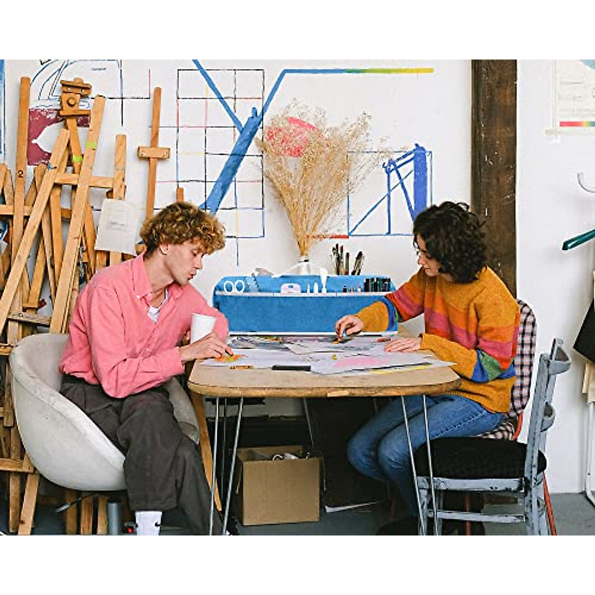 Ginsco Waterproof Dust Cover for Cricut Maker 3, Cricut Maker, Cricut Explore 3 Machine, Cricut Explore Air 2, Cricut Maker Cover with 3 Front Pockets for Cricut Accessories and Supplies Tools Pens Blue