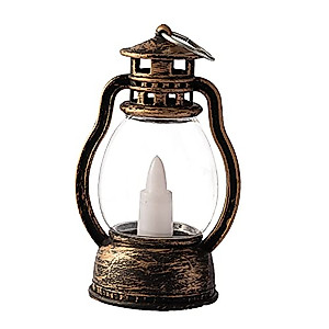 Halloween Lanterns Decorations, Retro Flickering LED Candle for Outdoor Patio Yards, Festive Decorative Desktop LED Centerpiece Lantern Red Bronze Flickering Light
