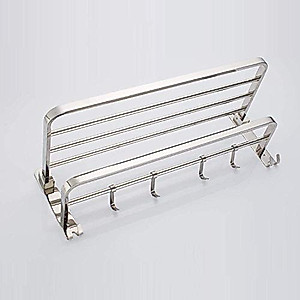 Susthickened Mirror Polished Double Layer Foldable Towel Rack with Hook-Length Wall Mounted Towel Bar Hanging for Kitchen Bathroom Cupboard