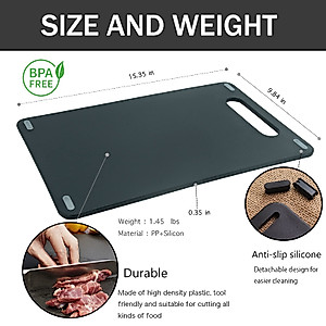 Palaxe Plastic Cutting Boards for kitchen Non-slip with Silicon Feet, Dishwasher Safe Thick Chopping Boards, Grip Handle, Rubber, Easy to Clean for Kitchen, family, Outdoors(Black B)