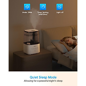 FABULETTA Humidifiers for Bedroom, Warm and Cool Mist Humidifier Large Room for Home, 4.5L Top Fill Room Humidifier with 45H Runtime, 3 Mist Levels, Essential Oil Diffuser, Quiet Sleep Mode ＆ Timer