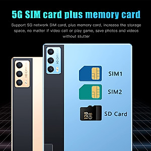 Sanpyl Tablet for Android 11.0, 10.1in Tablet, 8GB RAM 256GB ROM 2.4G 5G 5800mAh Type C Rechargeable 1920x1200 5MP 13MP Octa Core HD Tablet