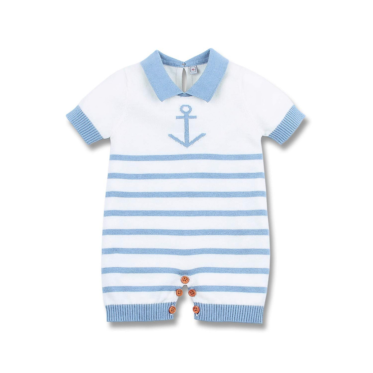 mimixiong Nautical Baby Boy Romper Toddler Navy Bodysuit Clothing(Blue,0-6Months)